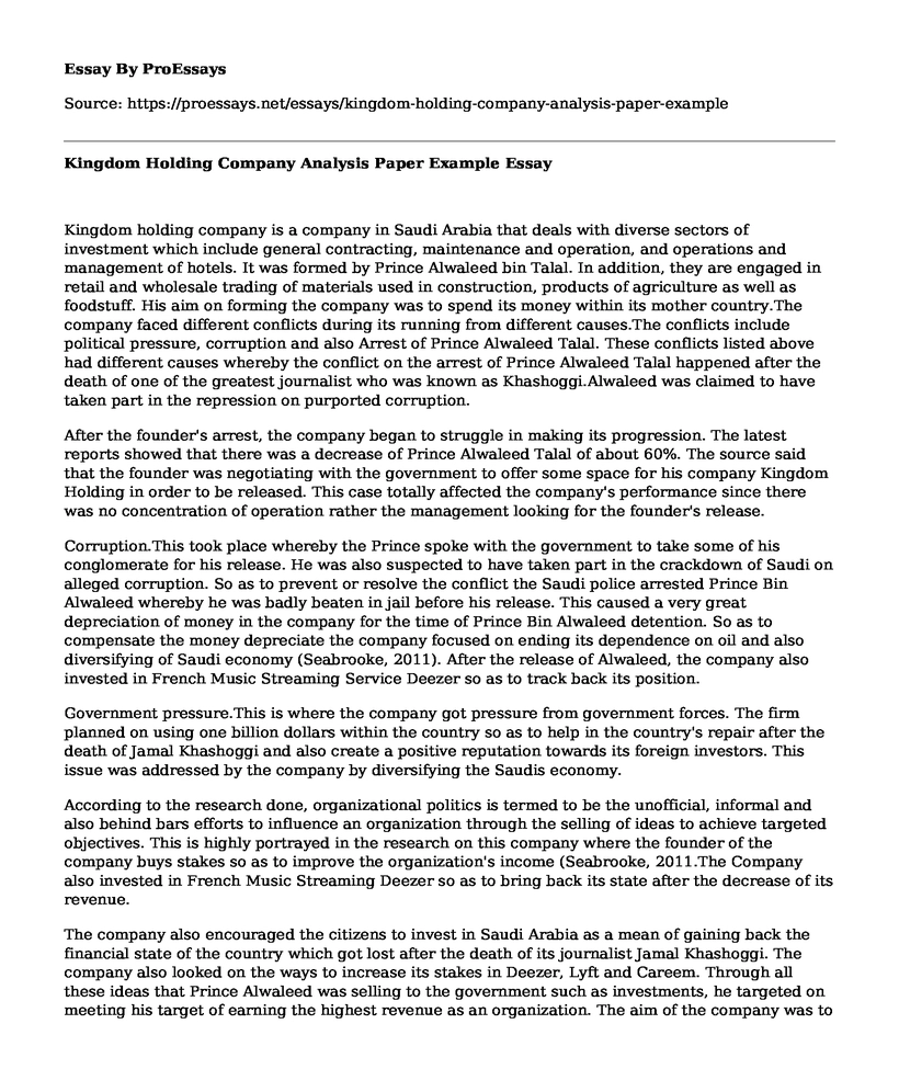 Kingdom Holding Company Analysis Paper Example Free Essay Term Kingdom Holding Company Analysis Paper Example Free Essay Term