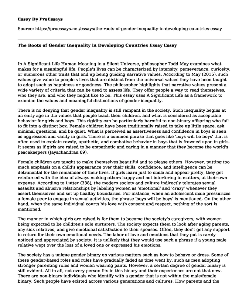  The Roots Of Gender Inequality In Developing Countries Essay Free