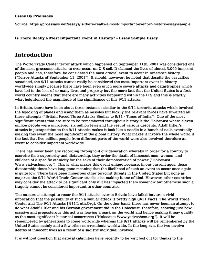 Is There Really A Most Important Event In History Essay Sample Is There Really A Most Important Event In History Essay Sample