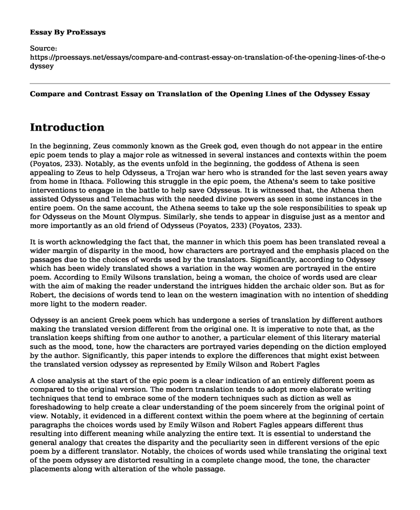 Compare And Contrast Essay On Translation Of The Opening Lines Of The Compare And Contrast Essay On Translation Of The Opening Lines Of The