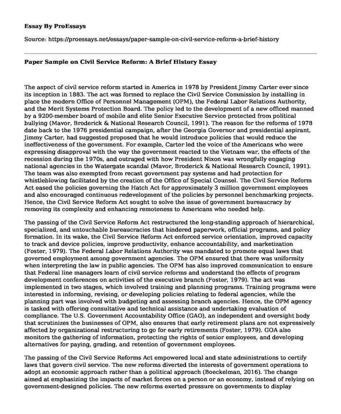 Paper Sample On Civil Service Reform A Brief History Free Essay Paper Sample On Civil Service Reform A Brief History Free Essay