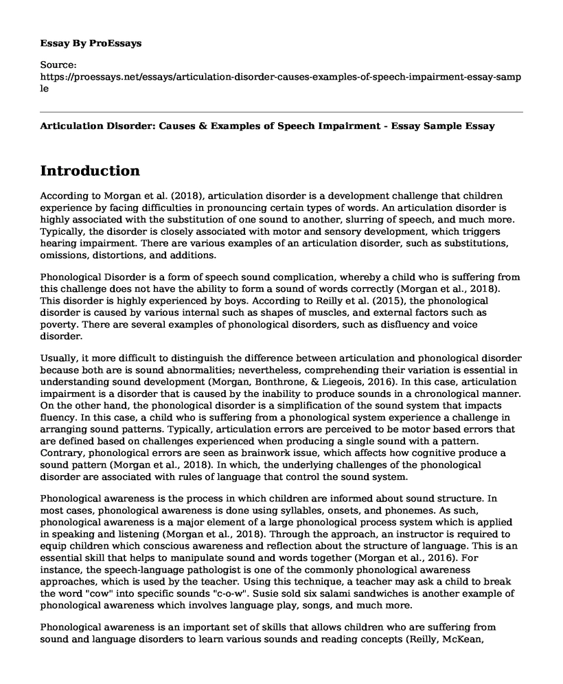 Articulation Disorder Causes Examples Of Speech Impairment Essay Articulation Disorder Causes Examples Of Speech Impairment Essay