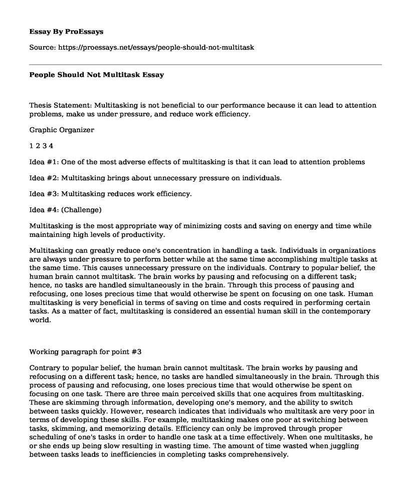  People Should Not Multitask Free Essay Term Paper Example