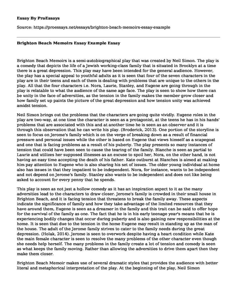 Brighton Beach Memoirs Essay Example Free Essay Term Paper Example Brighton Beach Memoirs Essay Example Free Essay Term Paper Example