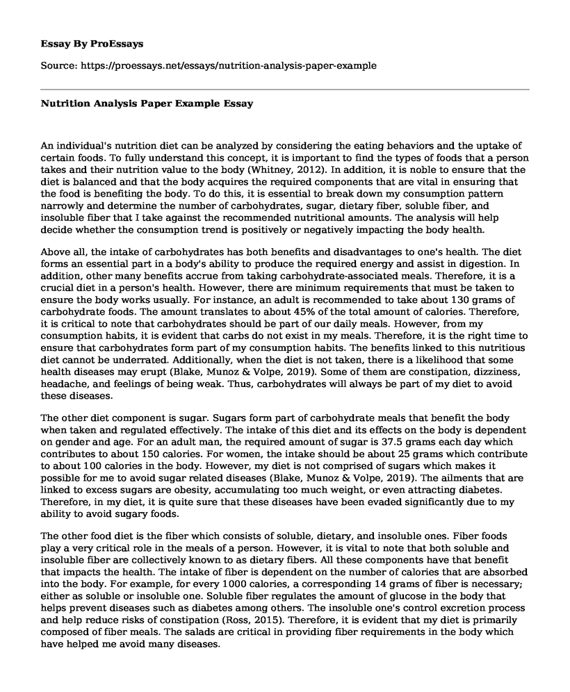 Nutrition Analysis Paper Example Free Essay Term Paper Example Nutrition Analysis Paper Example Free Essay Term Paper Example