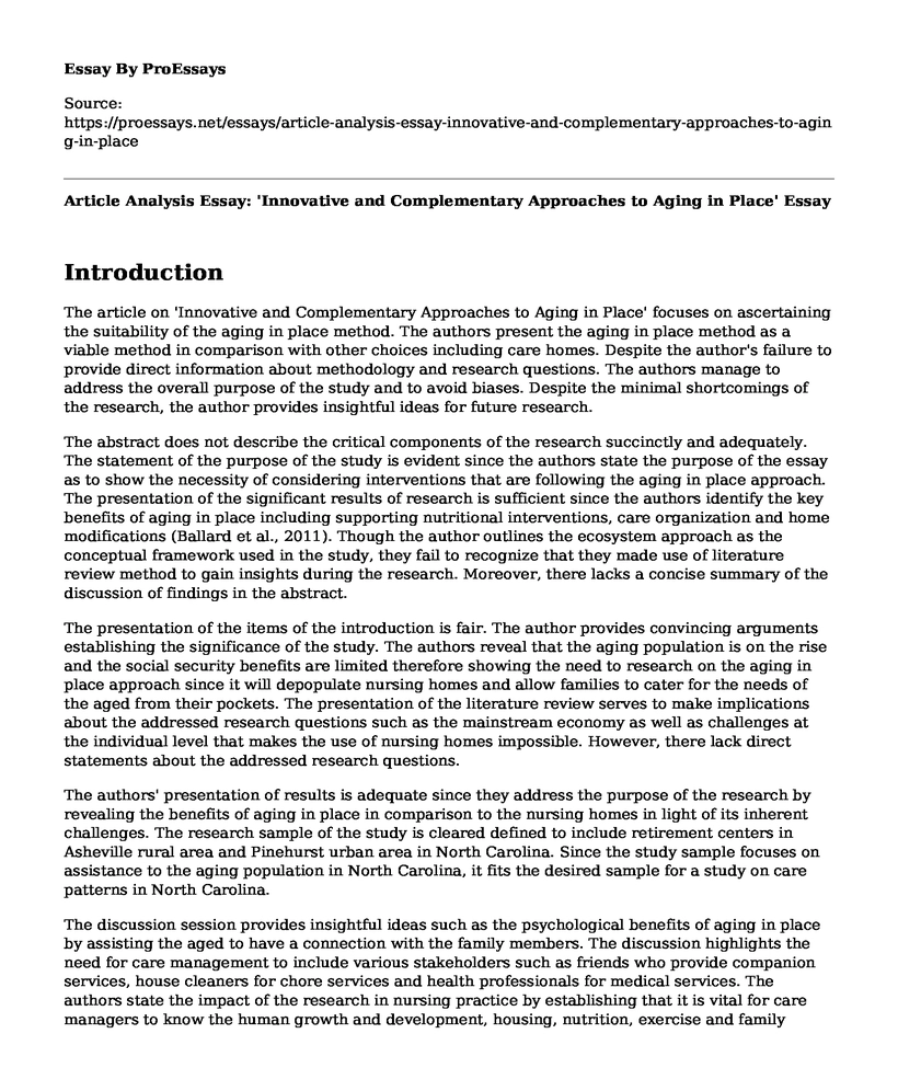 Article Analysis Essay Innovative And Complementary Approaches To Article Analysis Essay Innovative And Complementary Approaches To