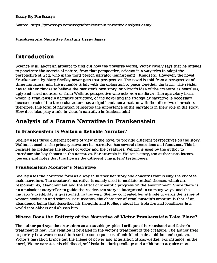  Frankenstein Narrative Analysis Essay Free Essay Term Paper 
